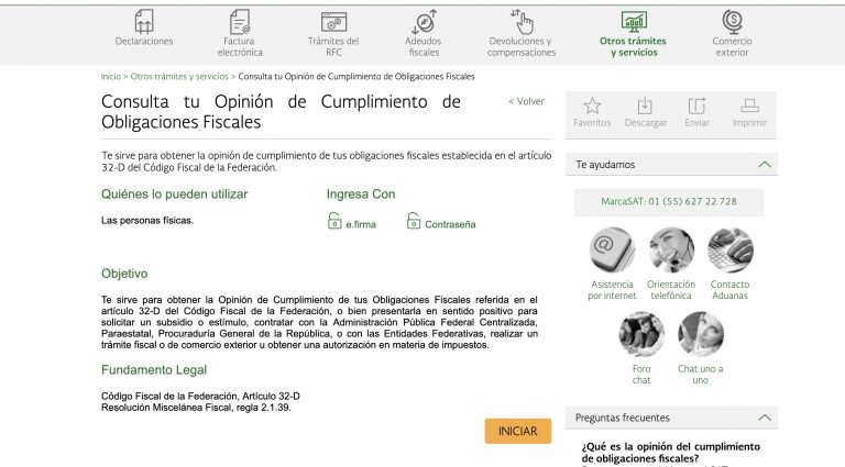 Paso a paso: Descarga la opinión de cumplimiento del SAT o carta 32-D